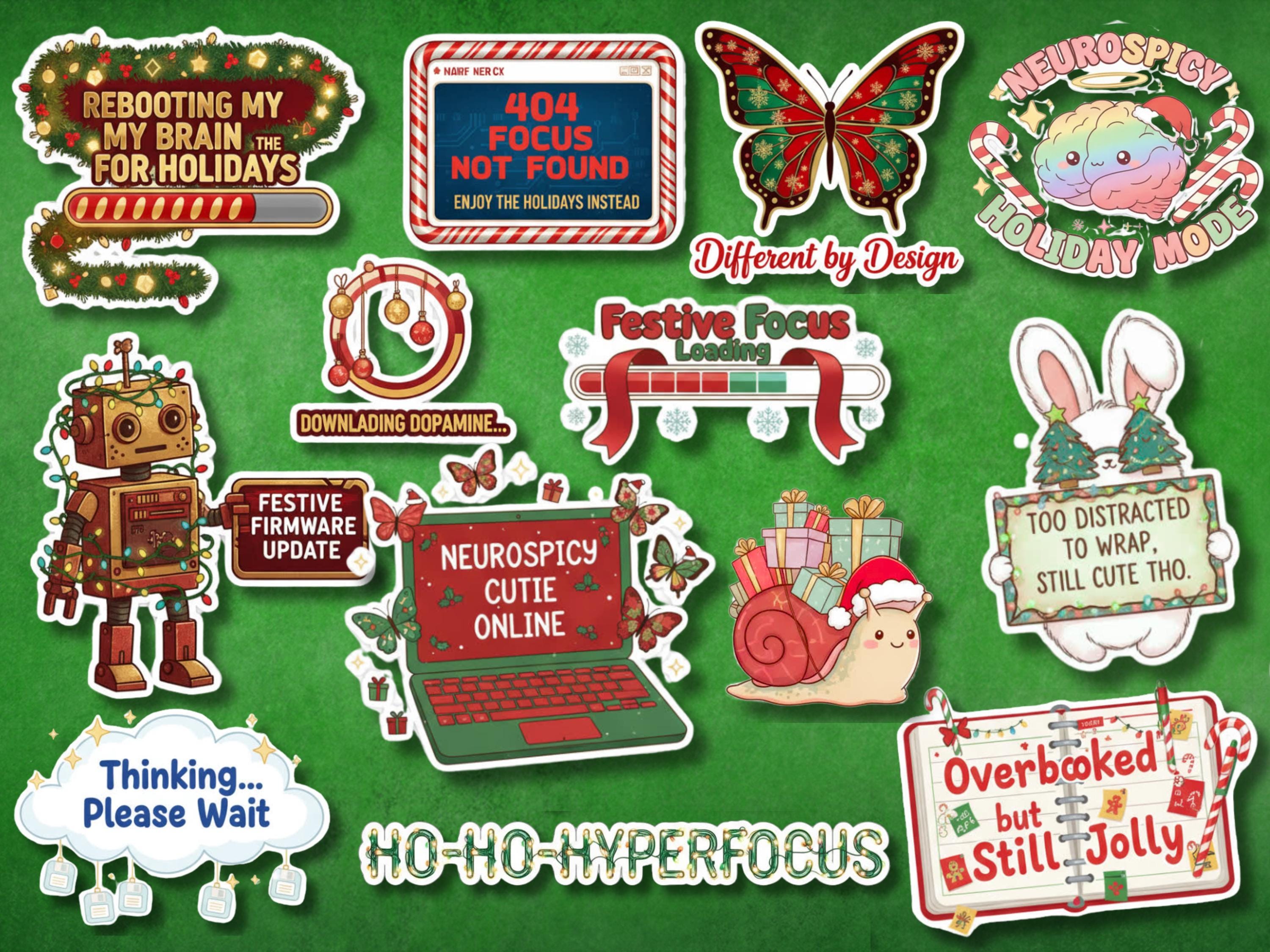 800+ ADHD Christmas Clipart PNG Bundle: Funny Holiday Stickers (digital ...