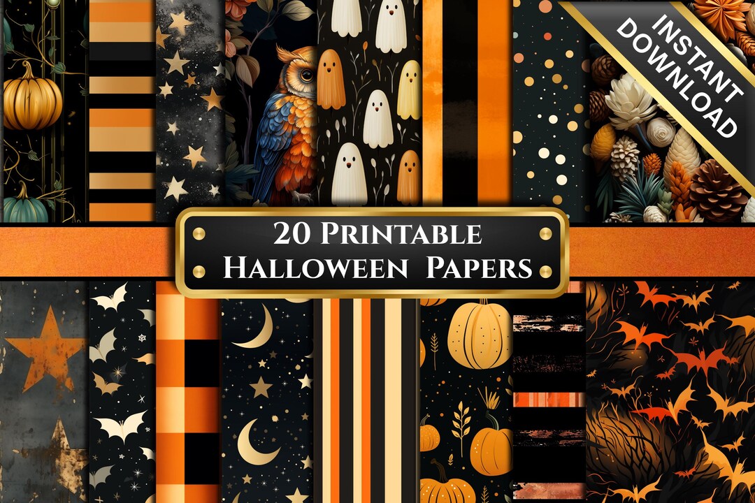 Halloween Digital Paper Pack: 22 Printable Scrapbook Patterns (digital ...