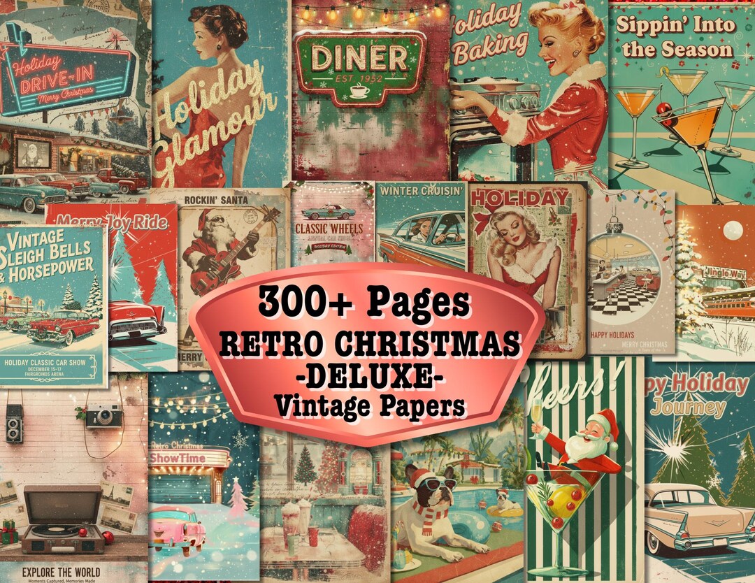 300+ Retro Christmas DELUXE Junk Journal Pages Vintage Christmas ...