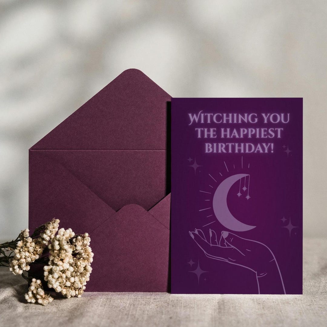 Editable Witch Birthday Card Template | Canva Digital Download ...
