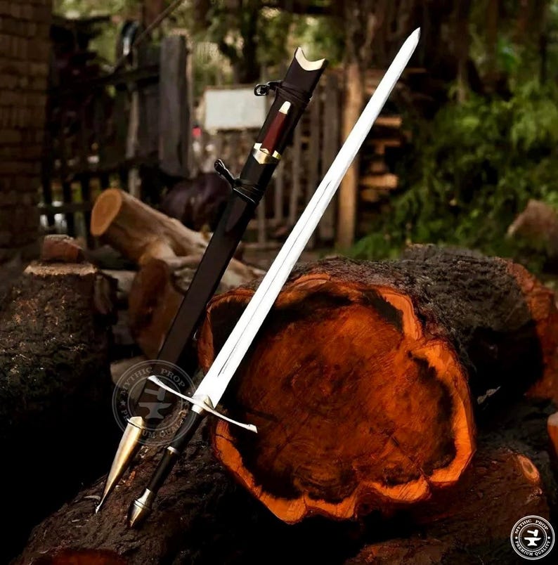 Hand-forged Medieval Longsword - Knight Sword With Leather Scabbard ...
