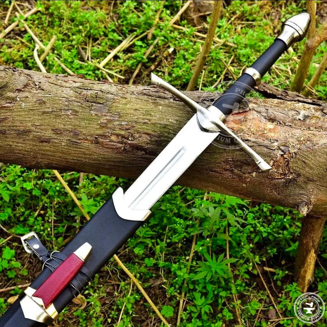 Hand-forged Medieval Longsword - Knight Sword With Leather Scabbard ...