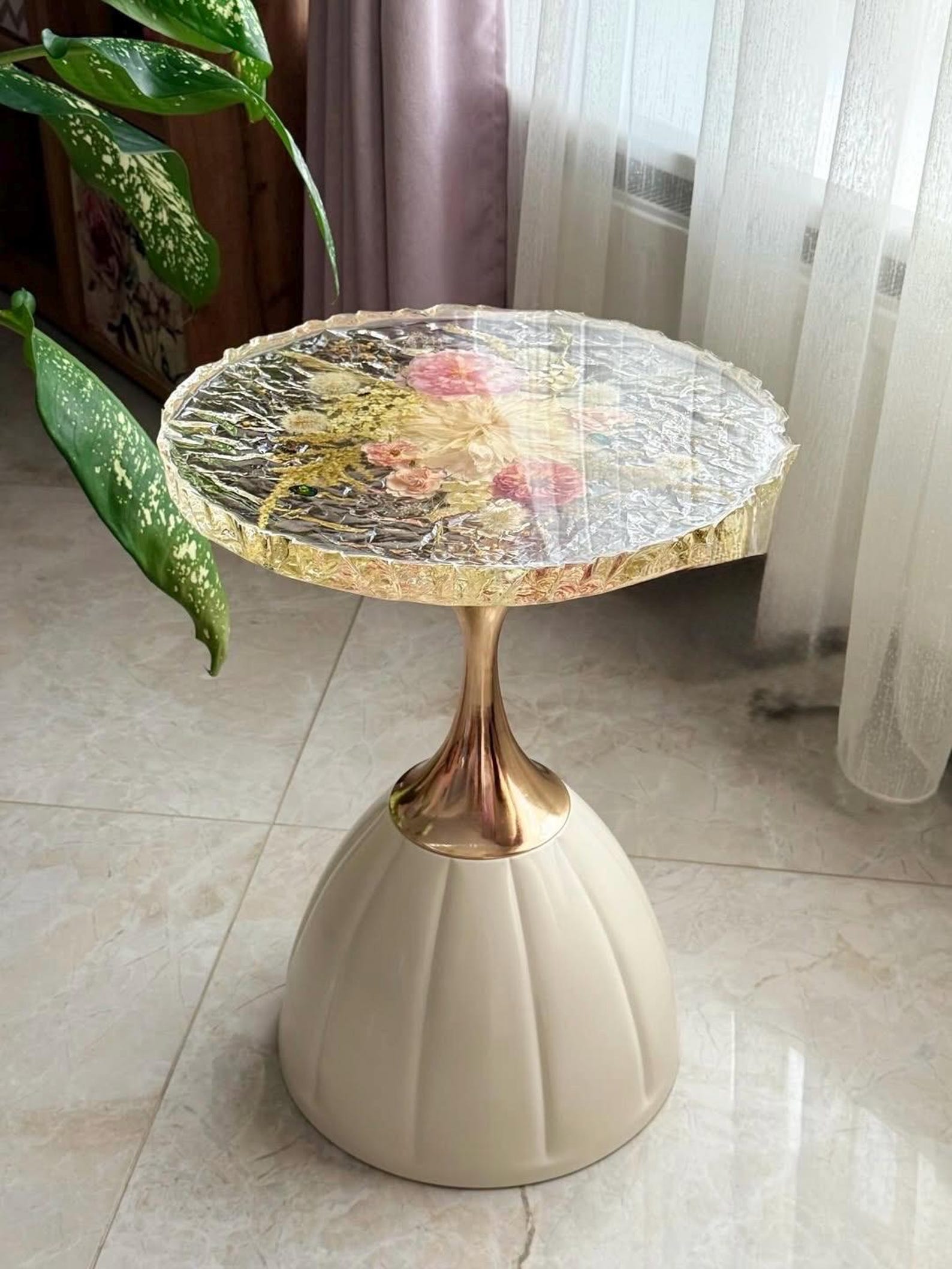 Luxury Handmade Resin Floral Table | Unique Piece - Etsy