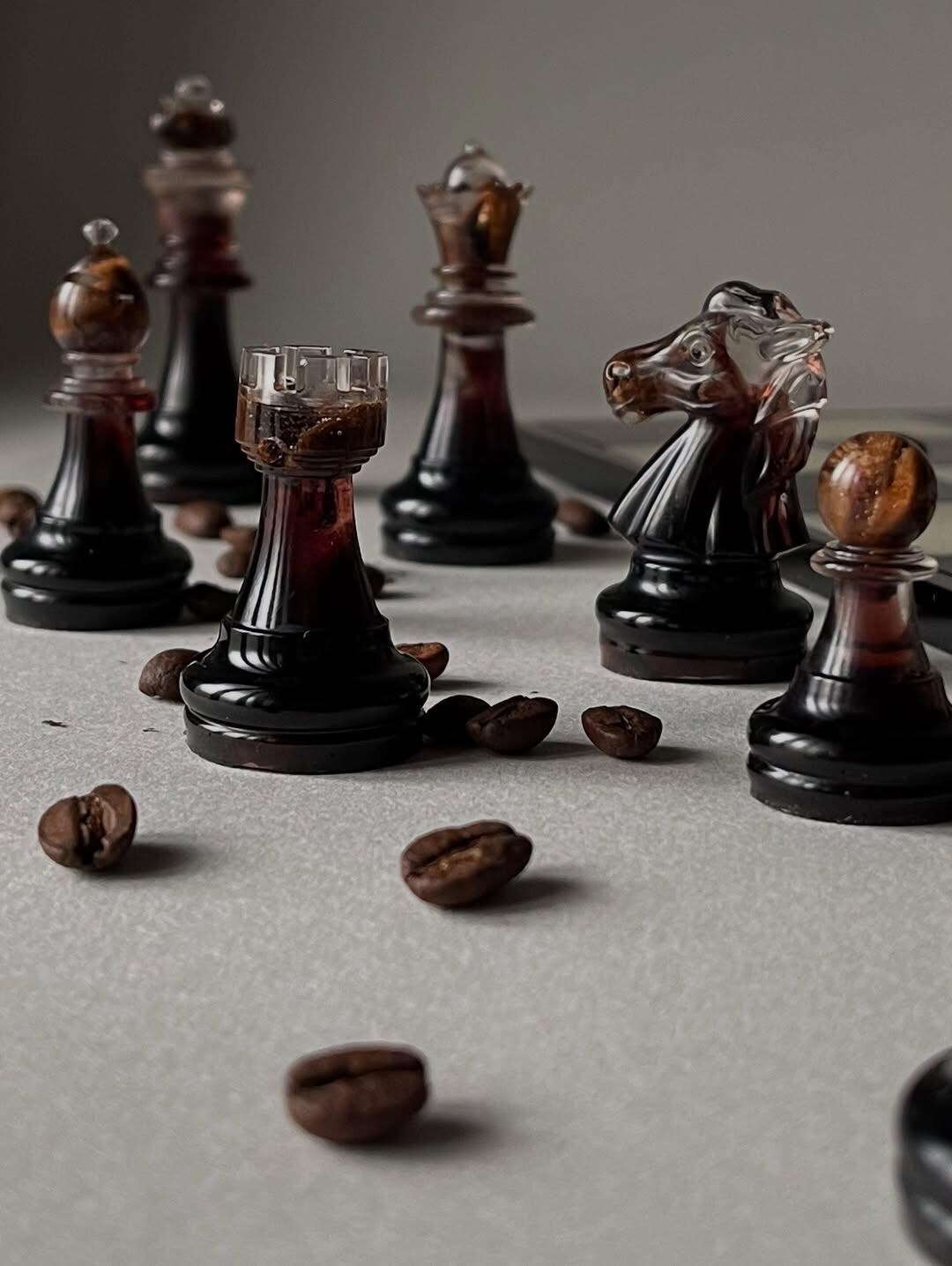 Handmade Resin Chess Set – Latte & Espresso Marble Style, Elegant Art ...