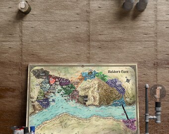 Baldur's Gate Map Poster | Dungeons & Dragons Wall Art | Unframed ...