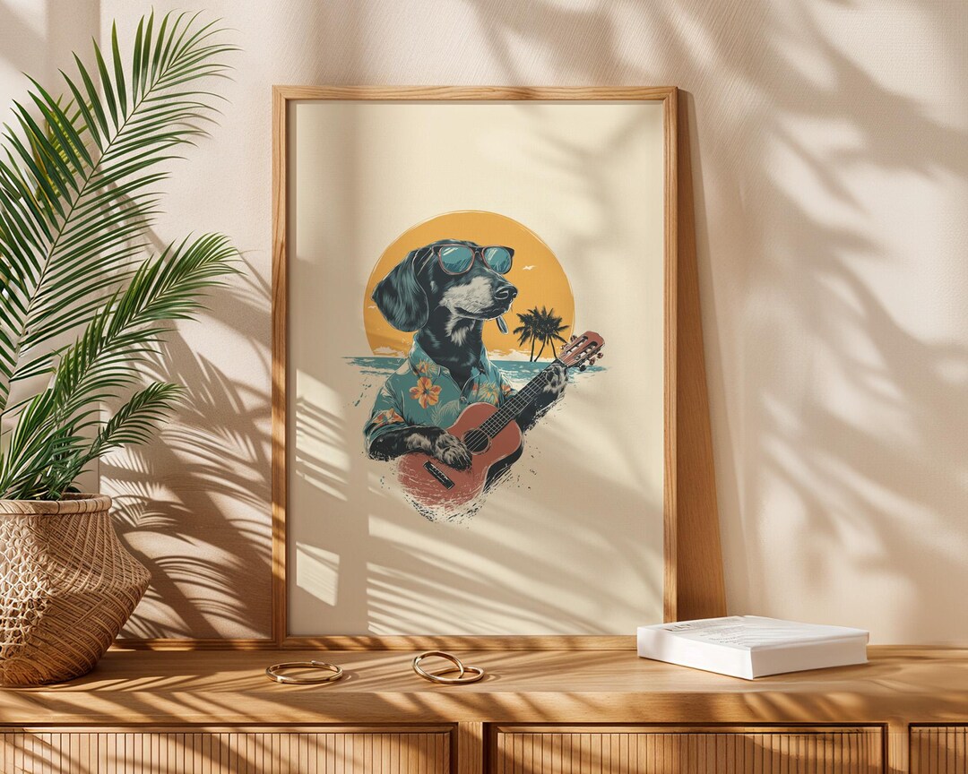 Dachshund Ukulele Wall Art #1 | Unframed Poster | Hawaiian Surf Dog ...