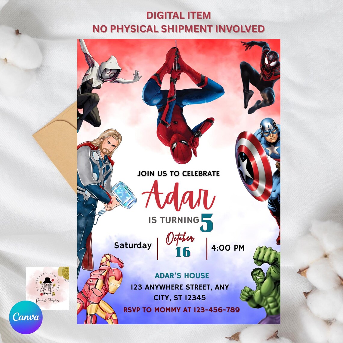 Editable Superheroes Birthday Invitation, Superhero Birthday Invite ...