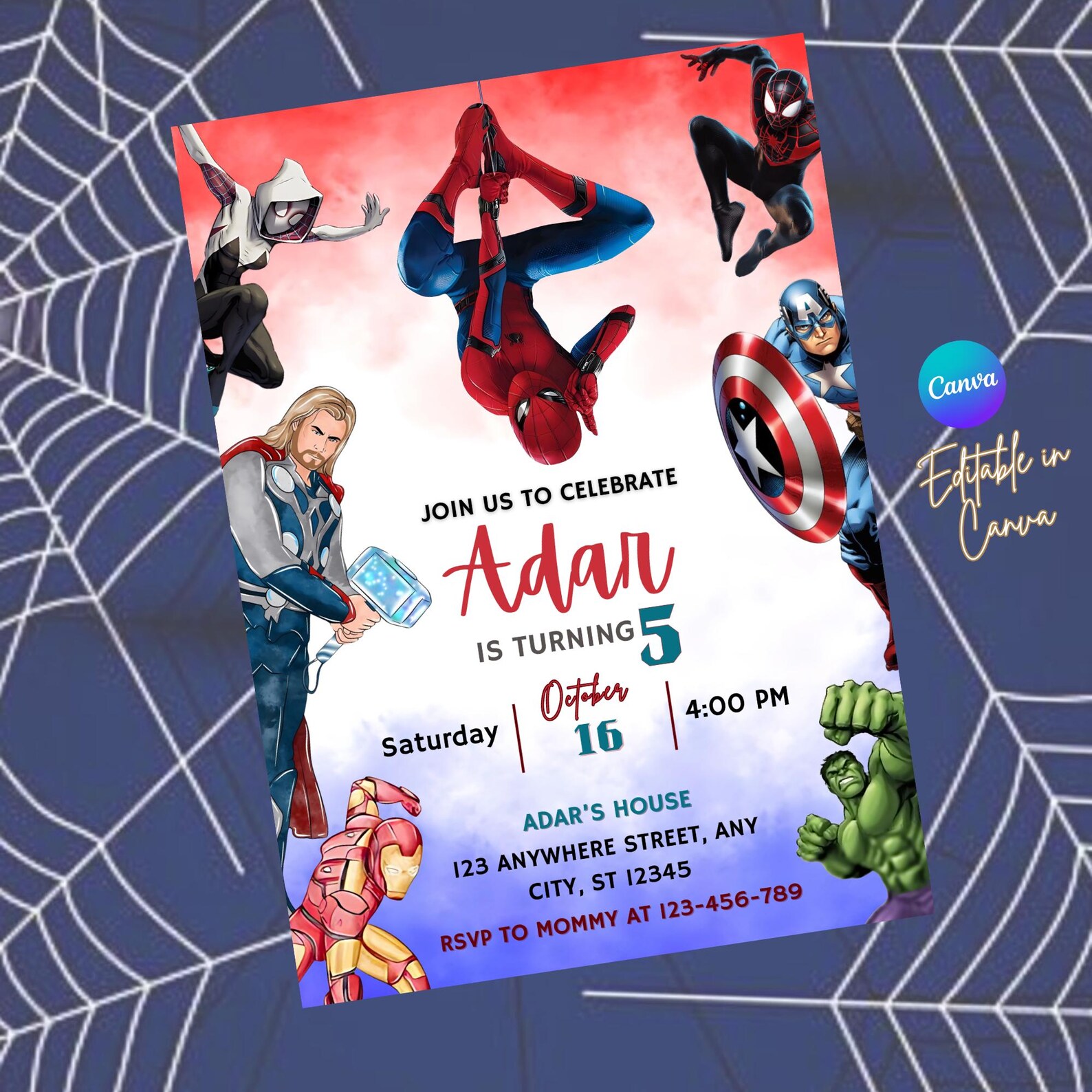 Editable Superheroes Birthday Invitation, Superhero Birthday Invite ...