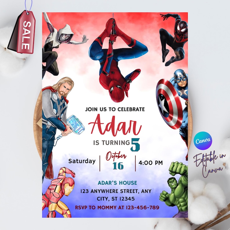 Editable Superheroes Birthday Invitation, Superhero Birthday Invite ...