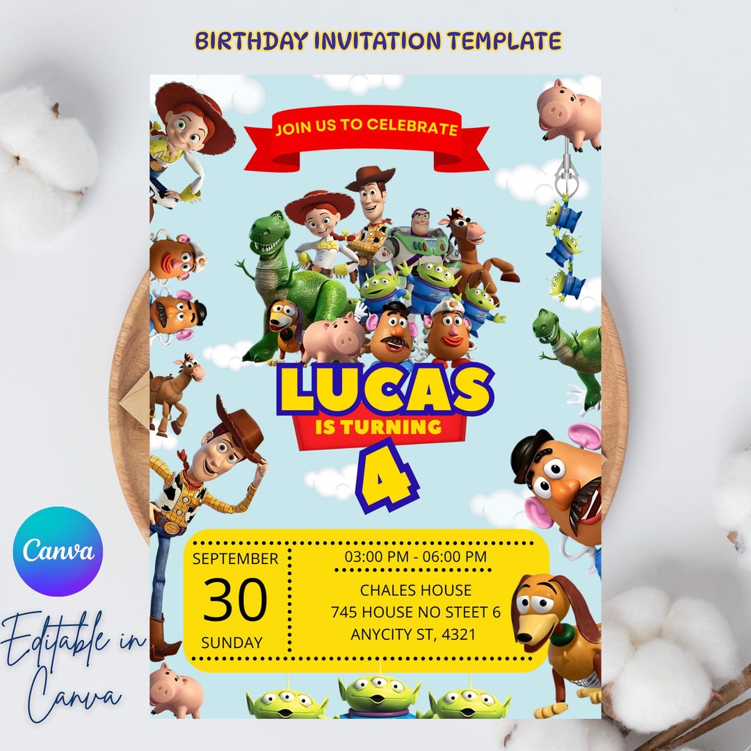 Editable Toy Story Birthday Invitation Template, Birthday Party ...
