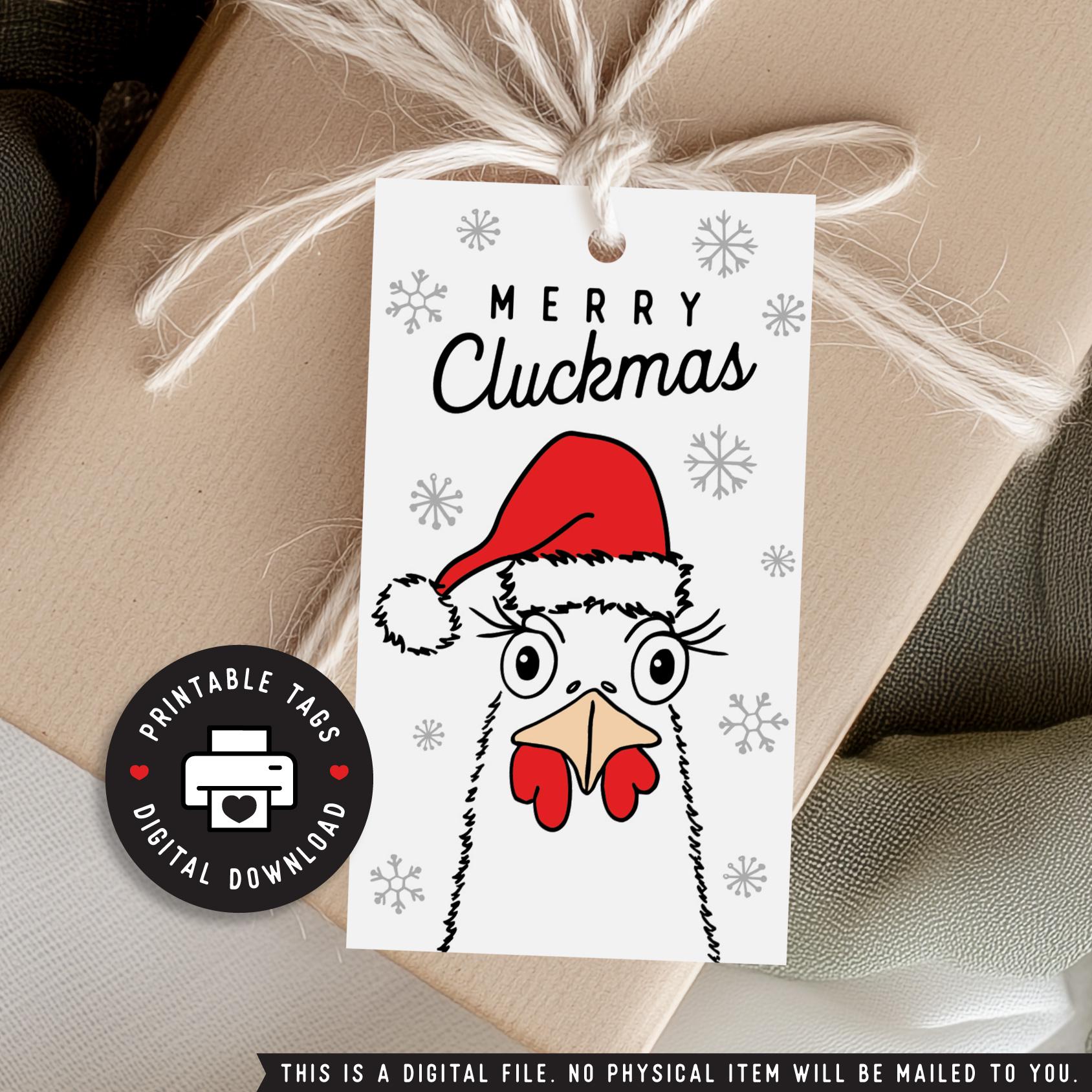 Christmas Gift Tags | Funny Chicken Merry Cluckmas | Printable PDF - Etsy
