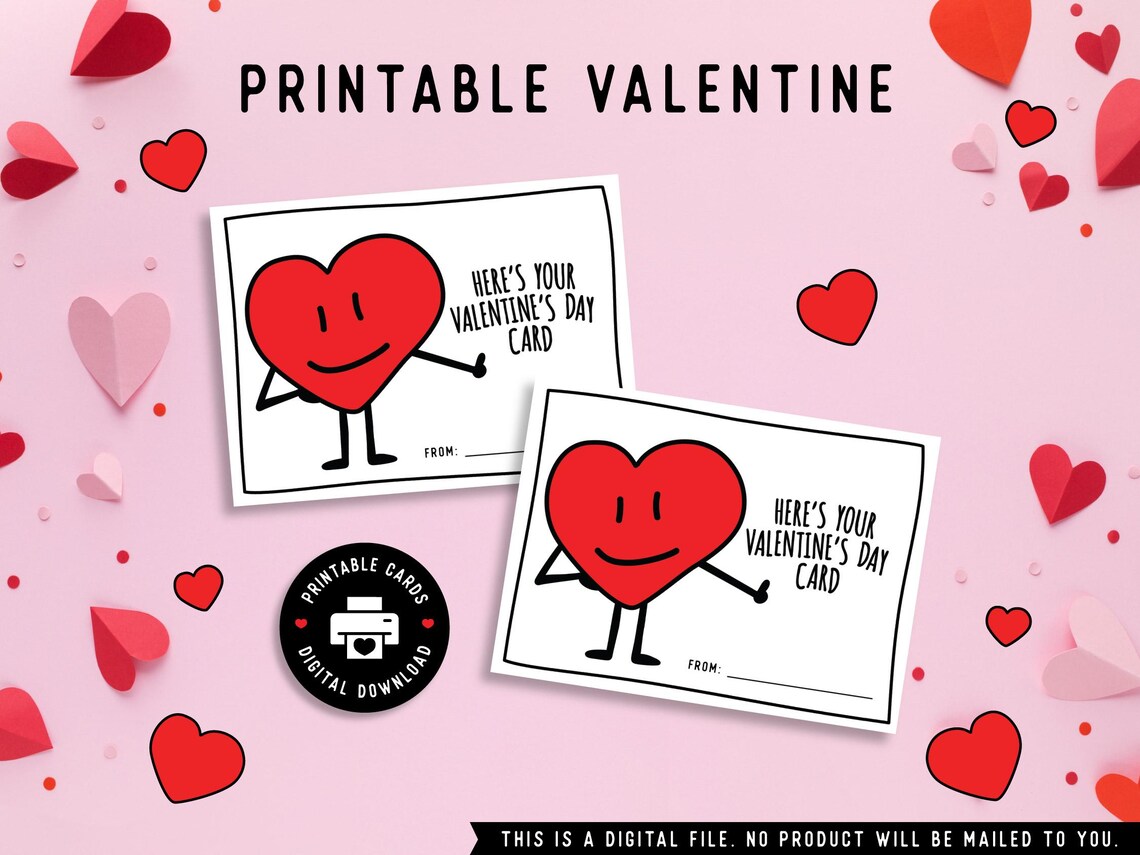 Kids Printable Valentine's Day Cards | Instant Download PDF - Etsy
