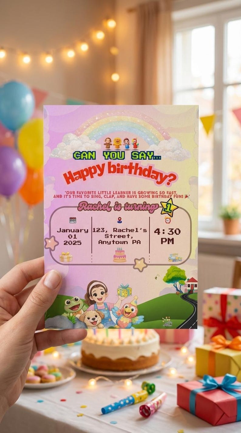 Ms. Rachel Birthday Invitation | Editable Canva Template (digital ...
