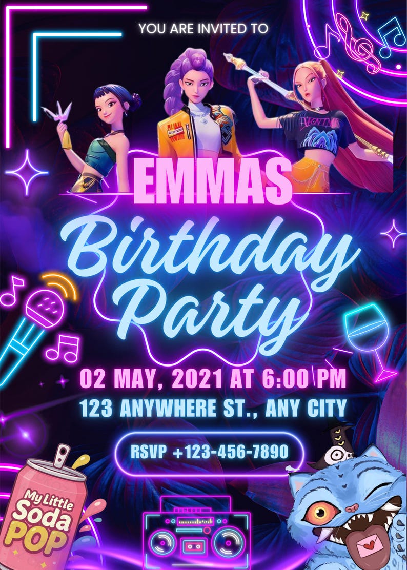 Editable Birthday Invitation| Anime Theme Party| Anime Invite| Birthday ...