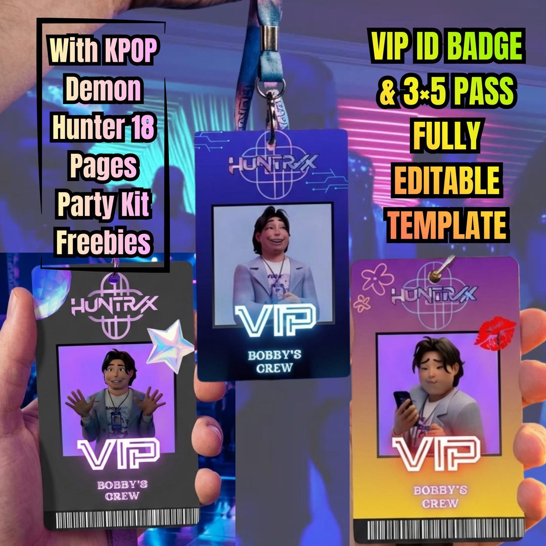 Kpop Demon Hunters Bobby VIP Pass Printable | Bobby Lanyard Badge for ...
