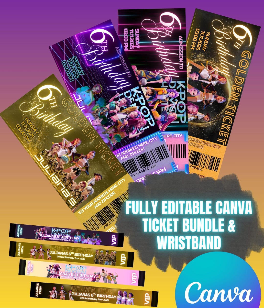 K-pop Birthday Ticket Invitation, Concert VIP Pass (digital Download ...