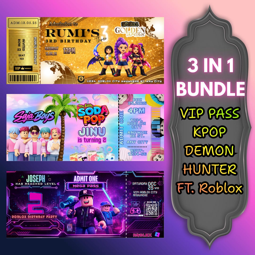 Kpop Demon Hunters Birthday Invitation, Editable Canva Template ...