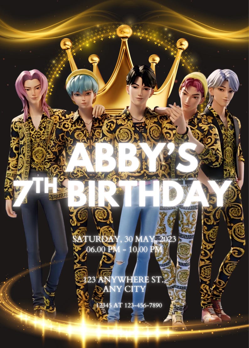 KPOP Demon Hunters Birthday Invitation, Editable Canva Template ...
