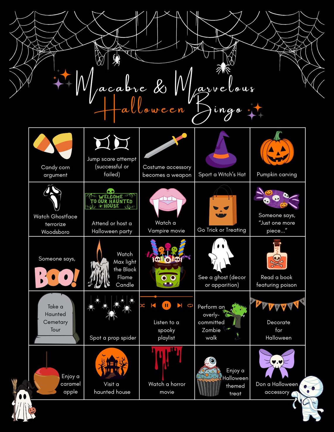Halloween Bingo Printable | Spooky Season Party Game | Trick-or-treat ...
