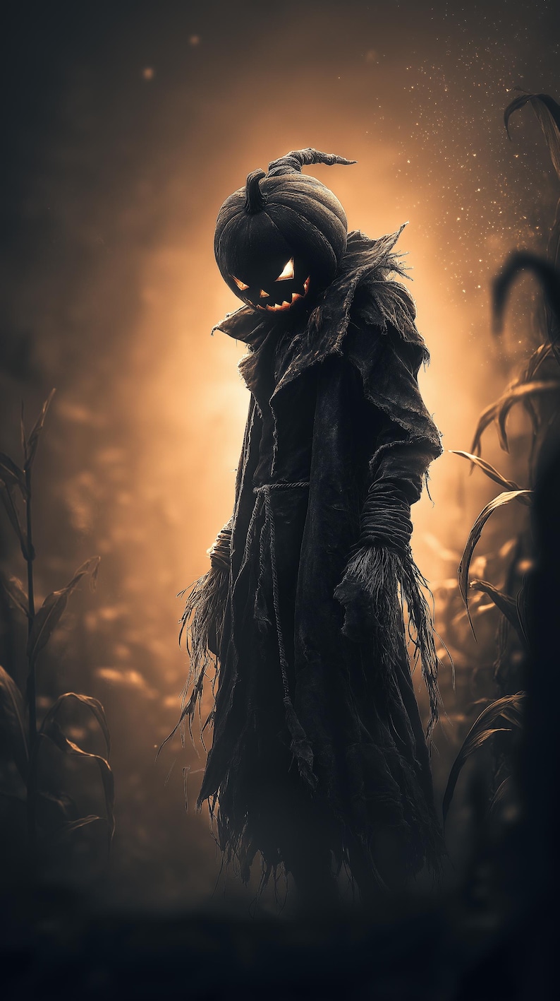 Scarecrow Storm Halloween Mobile Wallpaper: 5 Scary Atmospheric 4K ...