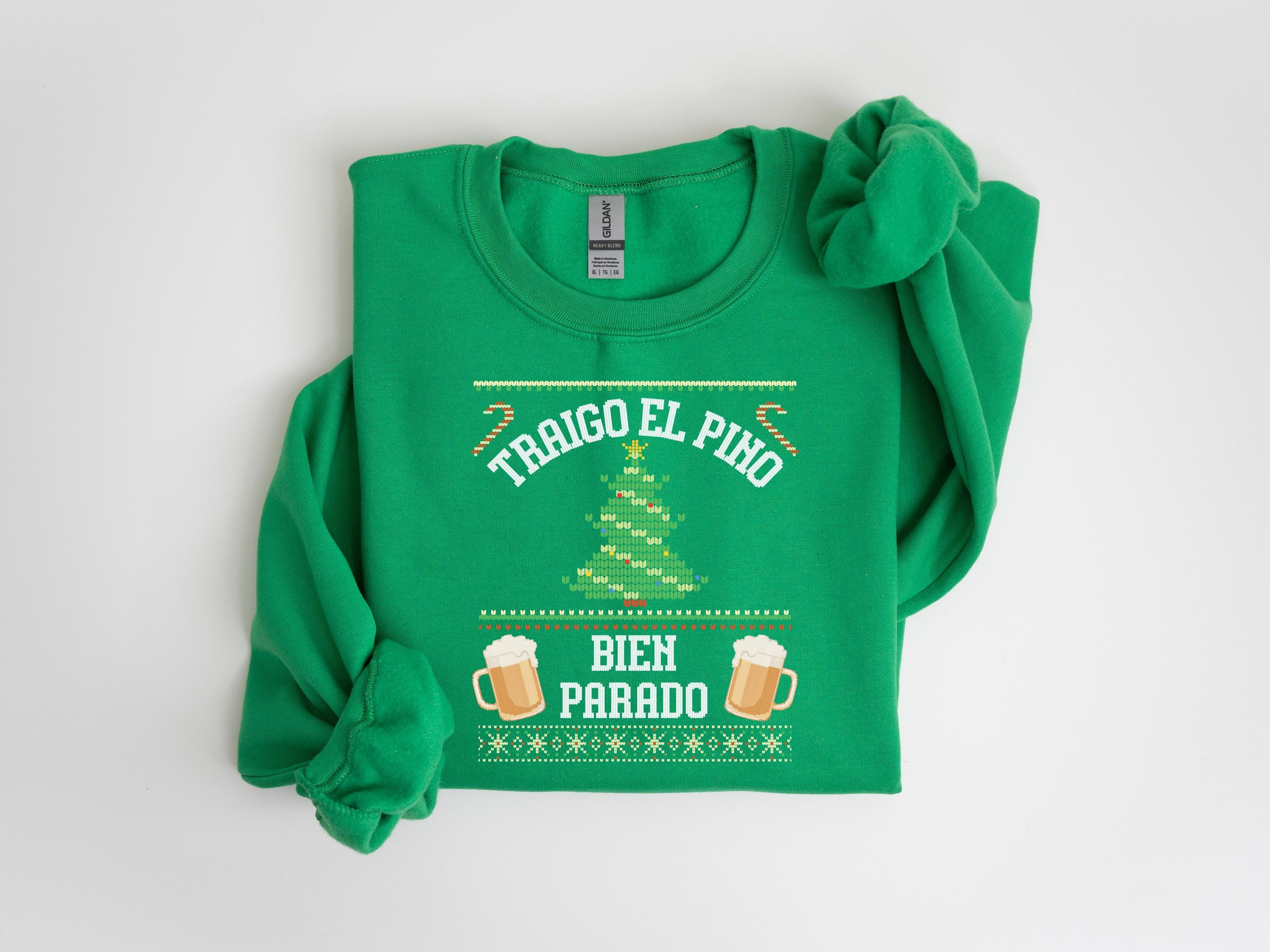 Traigo El Pino Bien Parado Christmas Sweater Sweatshirt | Funny Holiday ...