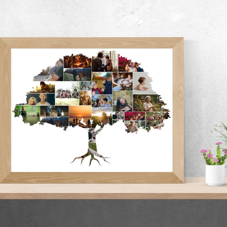 Family Tree Photo Collage Template | Editable Canva Family Tree Frame ...