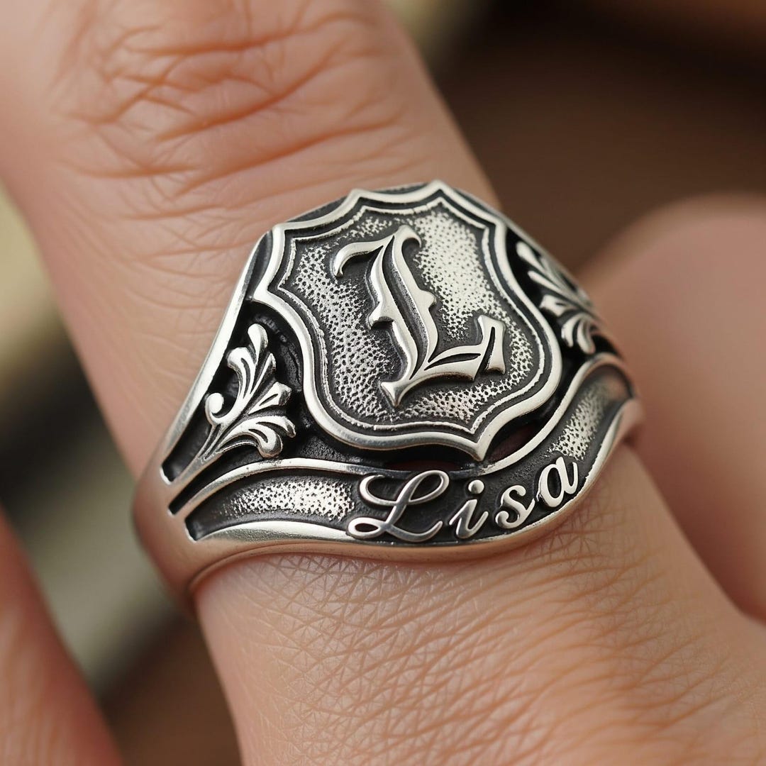 Personalized Initial Name Ring – Custom Letter Signet Ring for Men ...