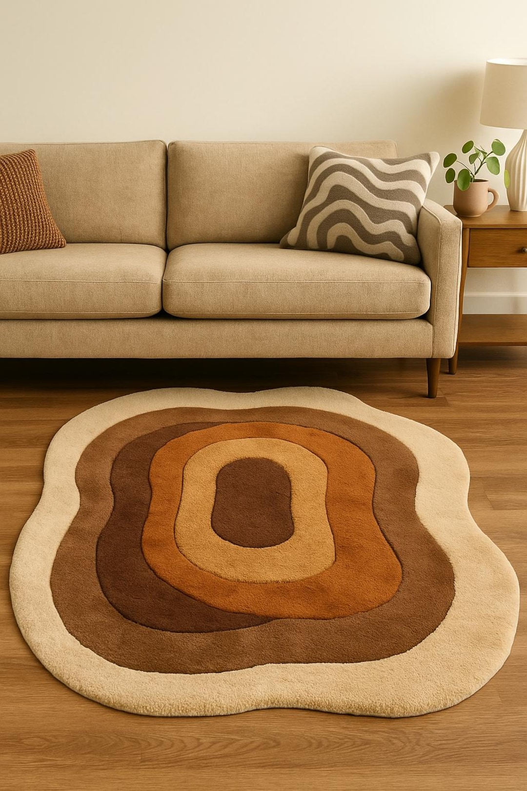Abstract Organic Shape Rug, Neutral Earth Tone Rug, Irregular Shape ...