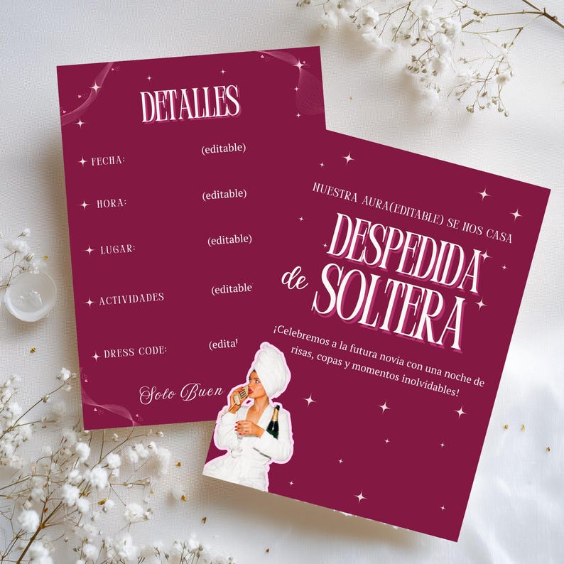 Editable Bachelorette Party Invitation | Elegant Canva Template ...