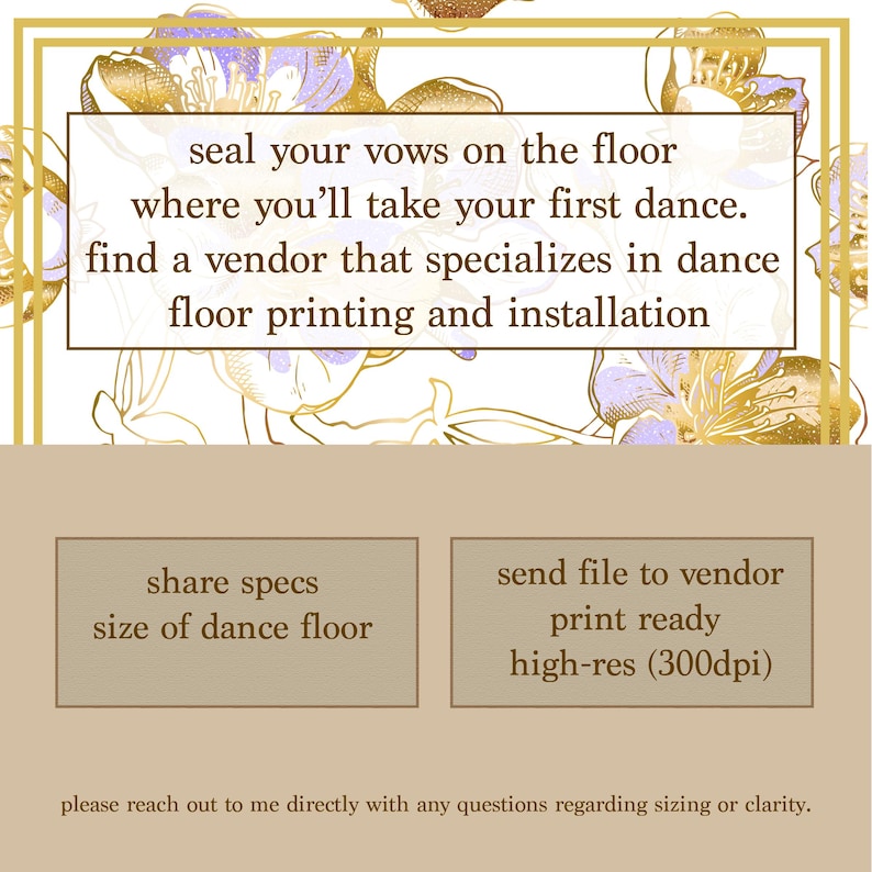 Gold & Lavender Floral Wedding Dance Floor Wrap: Elegant Reception ...