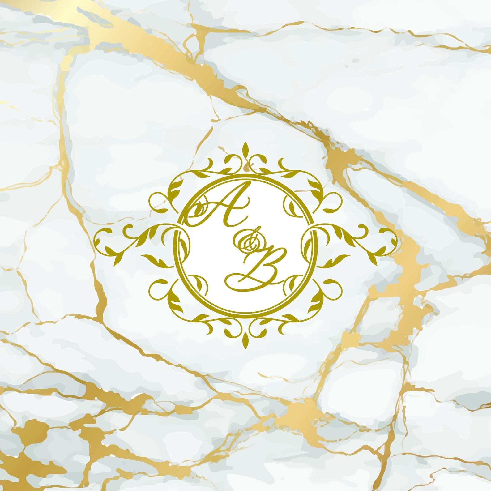 Wedding Dance Floor | Gold Marble Monogram | Custom Floor Decal Design ...