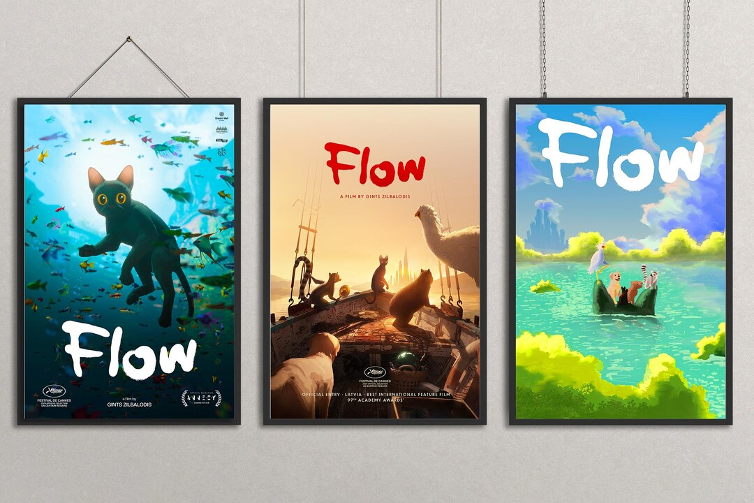 Flow (2024) Movie Poster | High-quality Canvas | Home Decor | Holiday ...