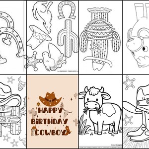 Cowboy Western Foldable Coloring Page - Etsy