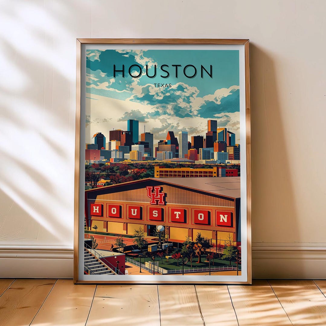 Houston Travel Print - Texas Poster, Houston USA Vintage Art, United ...