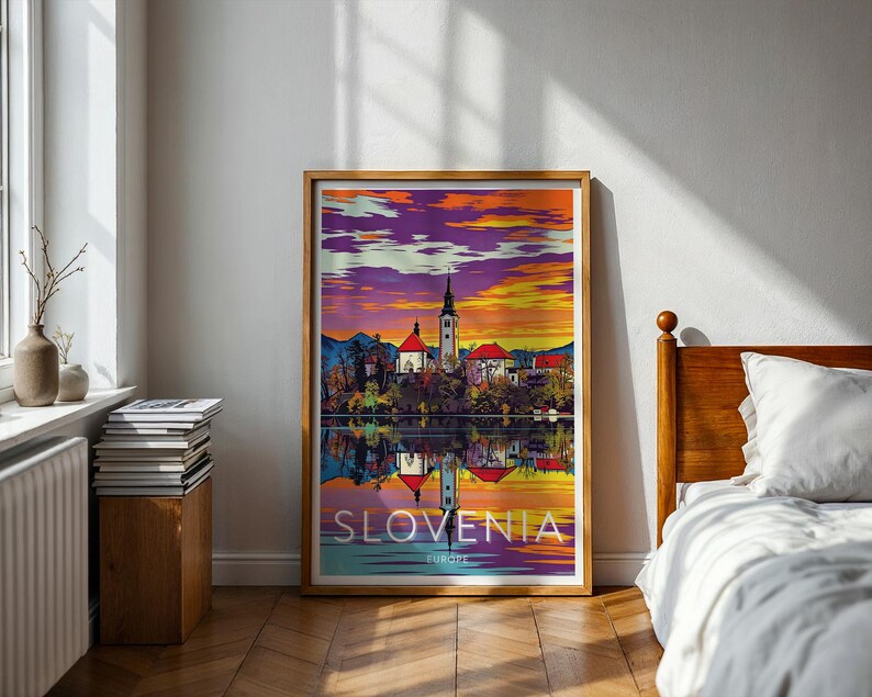 Slovenia Travel Print - Slovenia Poster, Europe Retro Wall Art, Bold ...