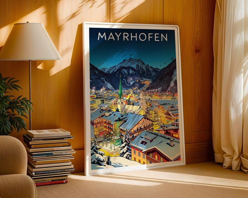 Mayrhofen Ski Resort Print - Mayrhofen Austria Poster, Austrian Alps ...