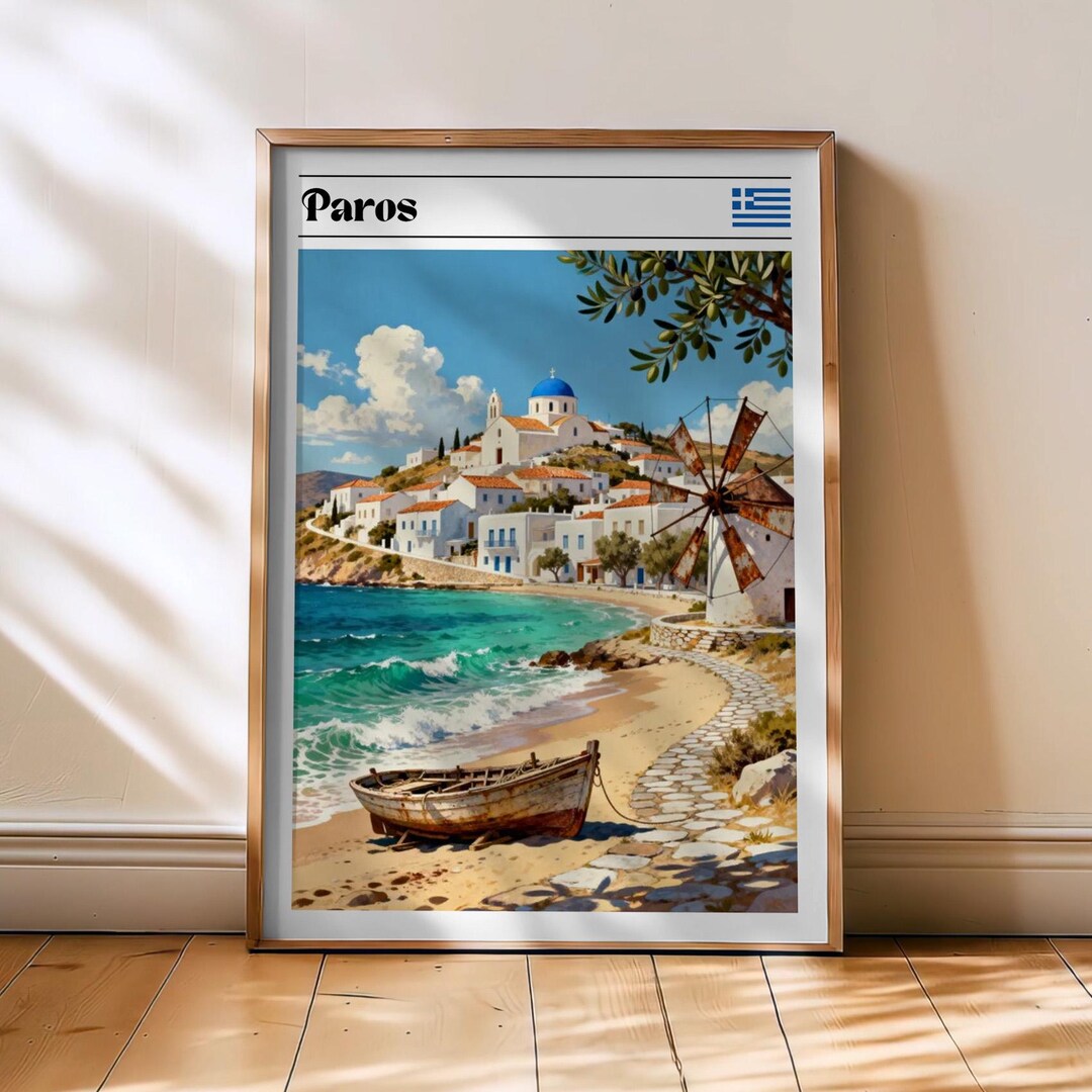 Paros Travel Print, Greece Poster, Paros Poster, Greek Decor, Travel ...