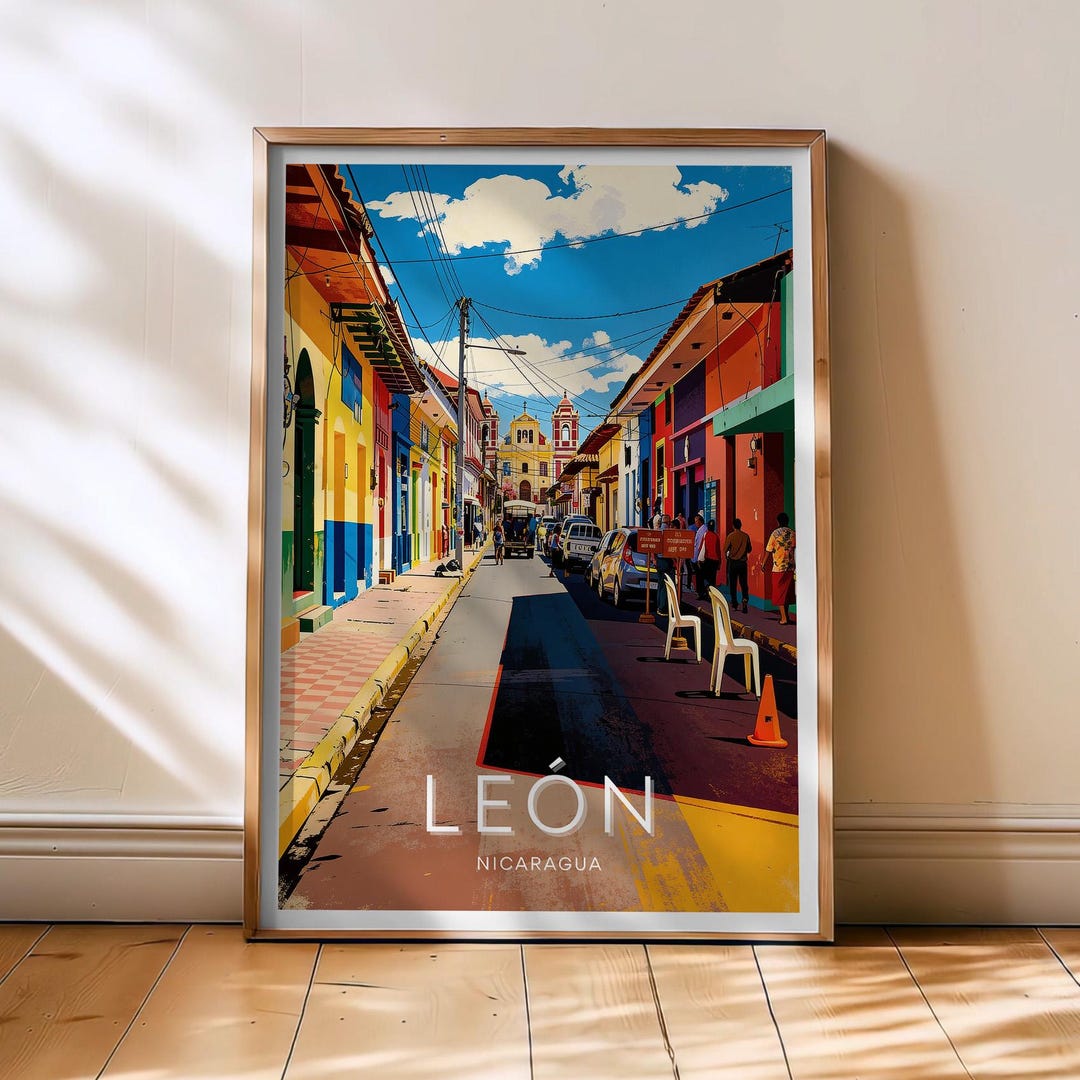 Leon Travel Print - Nicaragua Poster, Leon Retro Wall Art, Central ...