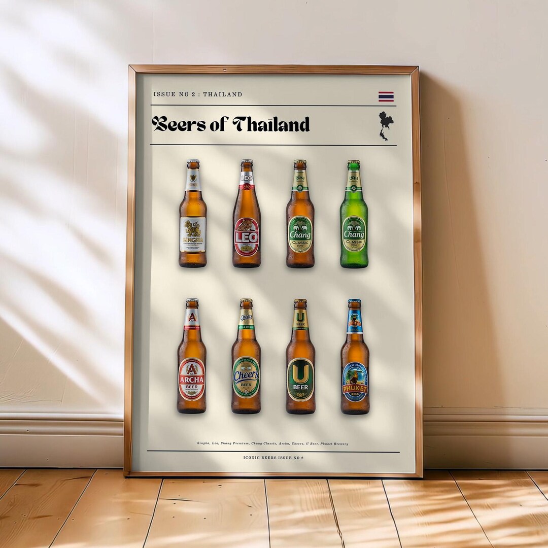 Beers of Thailand Poster – Thai Beer Print – Retro Travel Wall Art ...