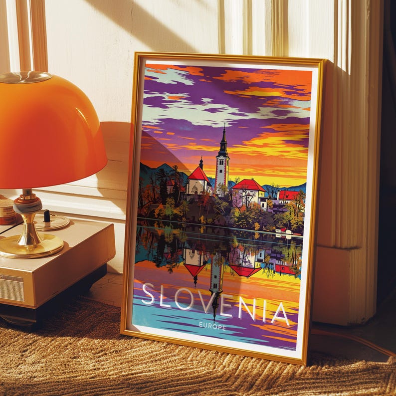 Slovenia Travel Print - Slovenia Poster, Europe Retro Wall Art, Bold ...