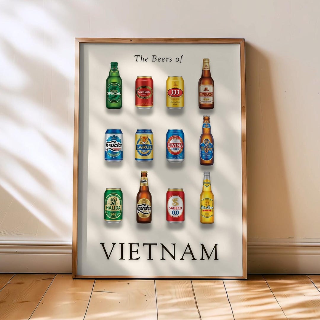 Beers of Vietnam Poster – Vietnamese Beer Print – Retro Travel Wall Art ...