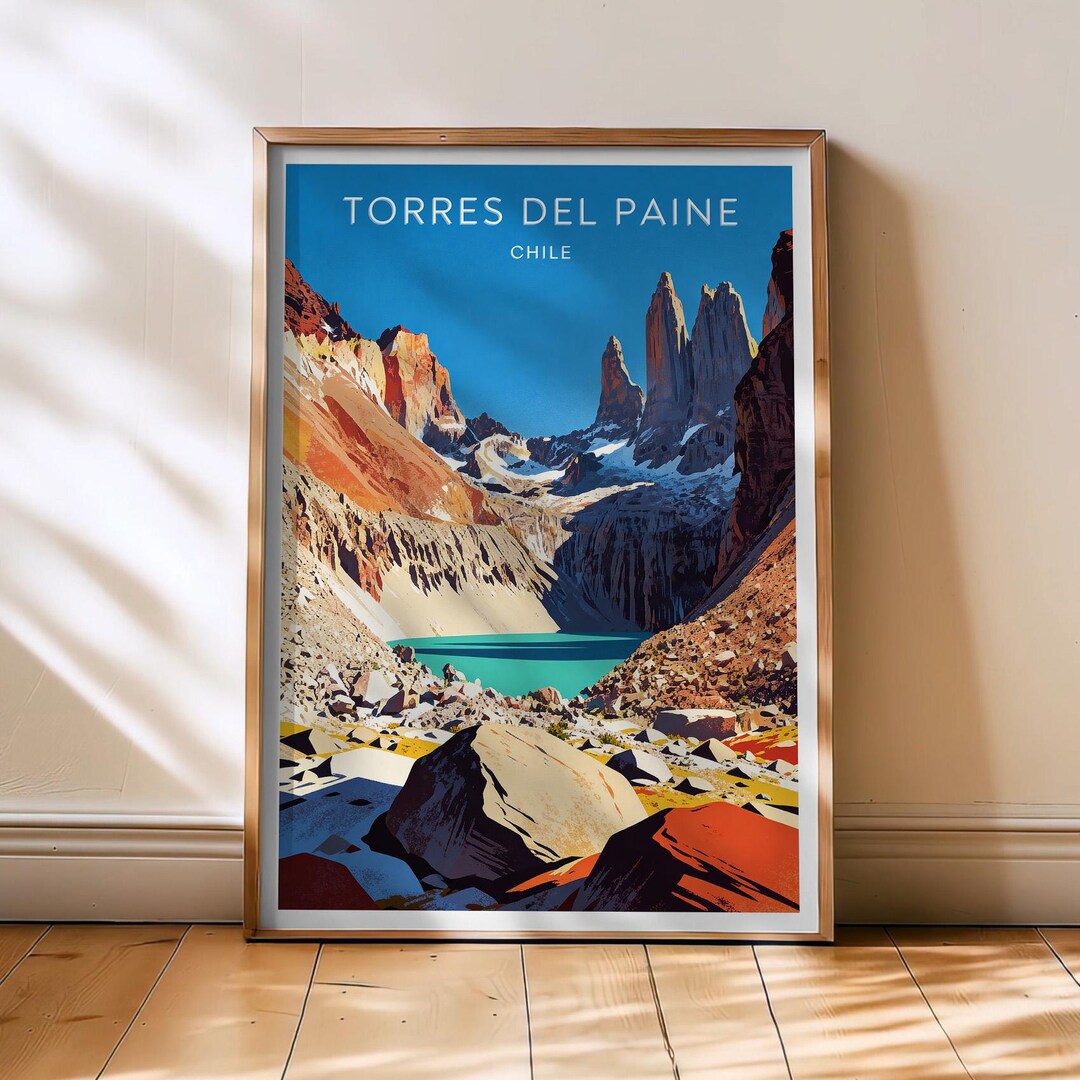 Torres Del Paine Travel Print - Chile Poster, Torres Del Paine Vintage ...