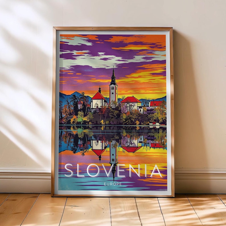 Slovenia Travel Print - Slovenia Poster, Europe Retro Wall Art, Bold ...
