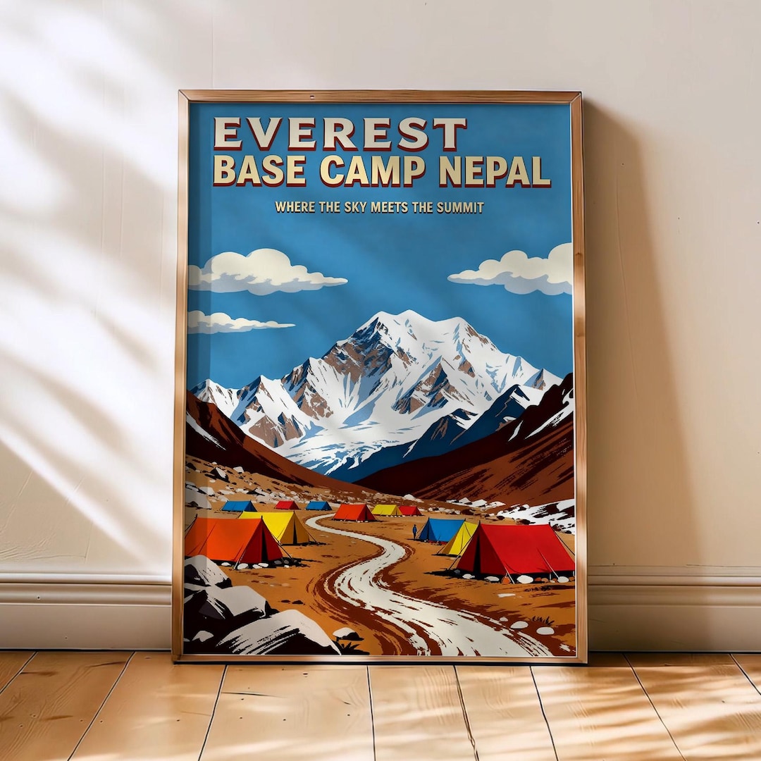 Everest Base Camp Poster, Everest Travel Print, Nepal Travel Poster ...