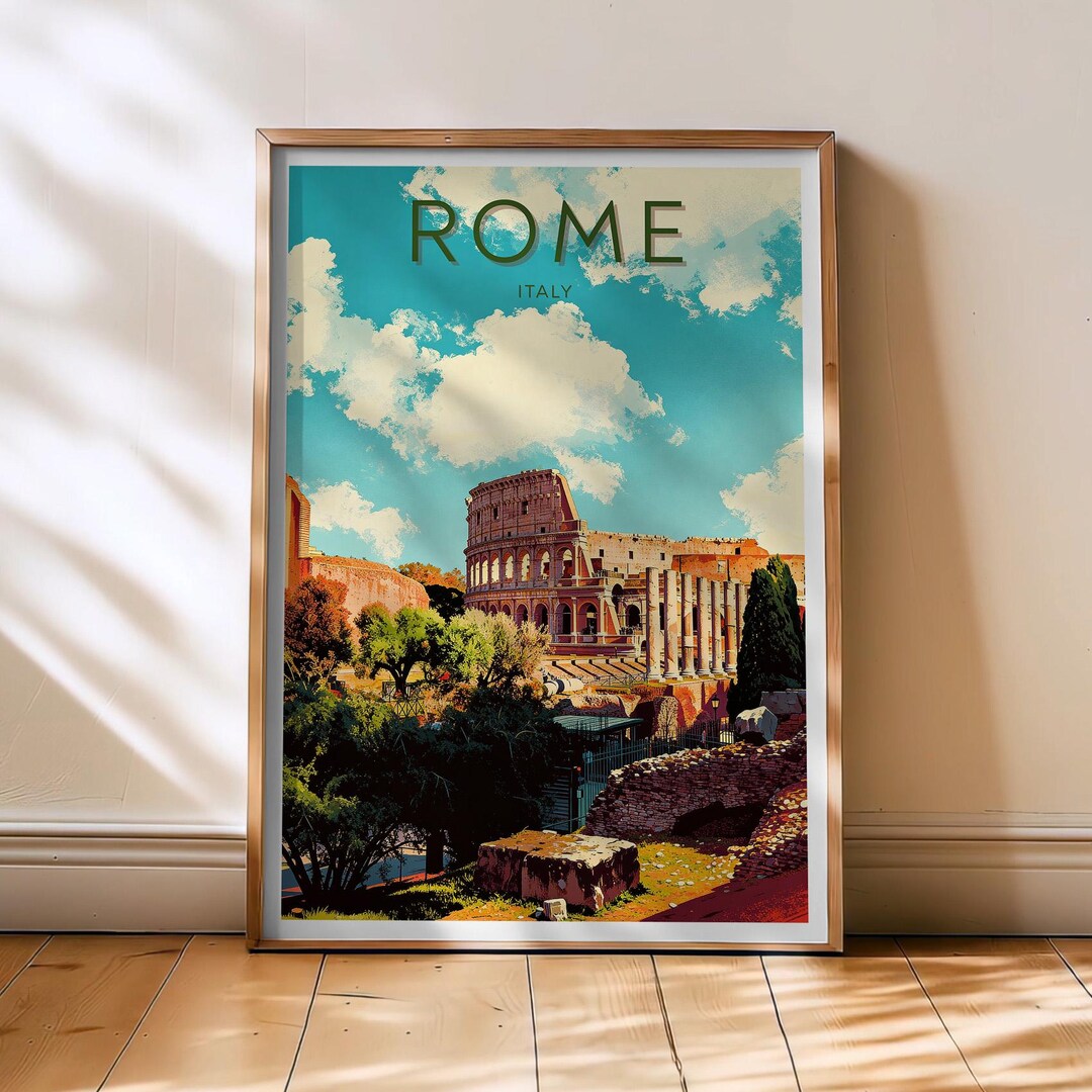 Rome Travel Print - Italy Poster, Rome Retro Wall Art, Europe Decor ...