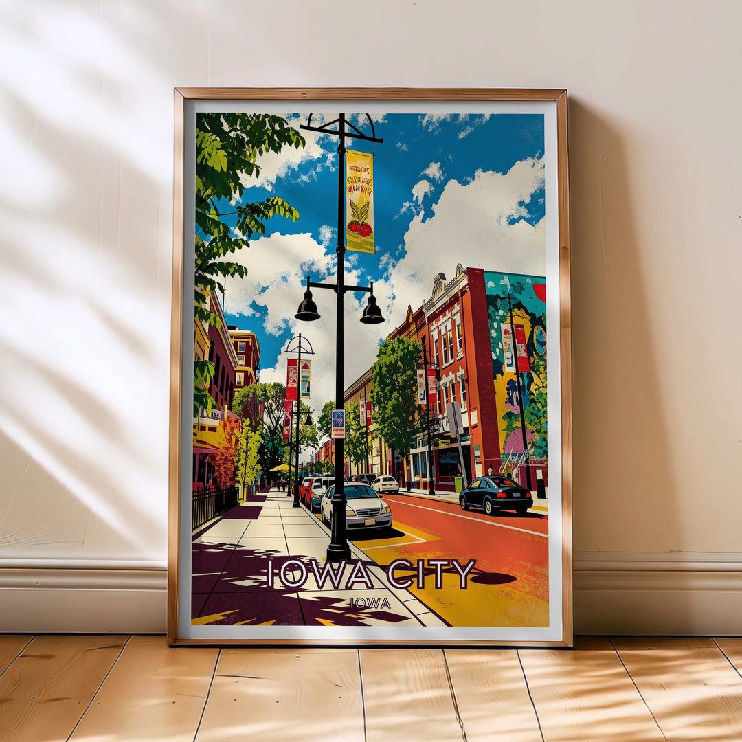 Iowa City Travel Print - Iowa Poster, Iowa City USA Vintage Art, United ...