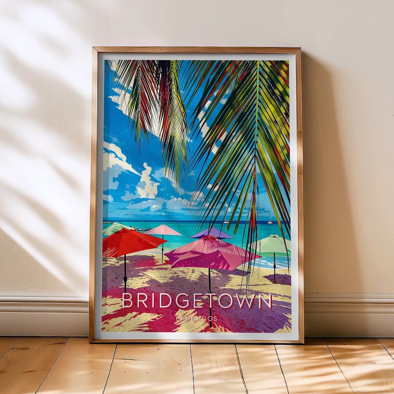 Bridgetown Travel Print - Barbados Poster, Bridgetown Retro Wall Art ...