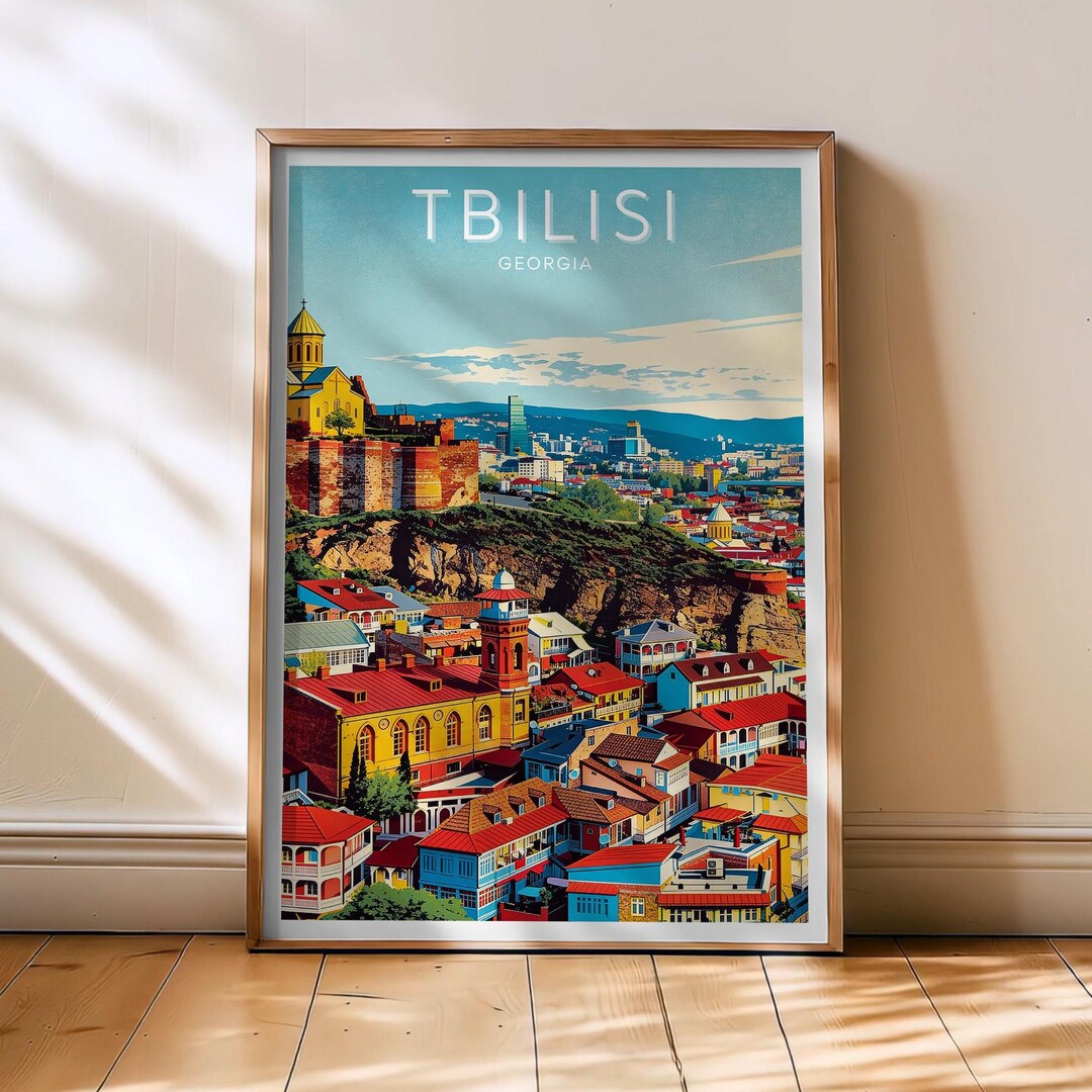 Tbilisi Travel Print - Georgia Poster, Tbilisi Retro Wall Art, Asia ...