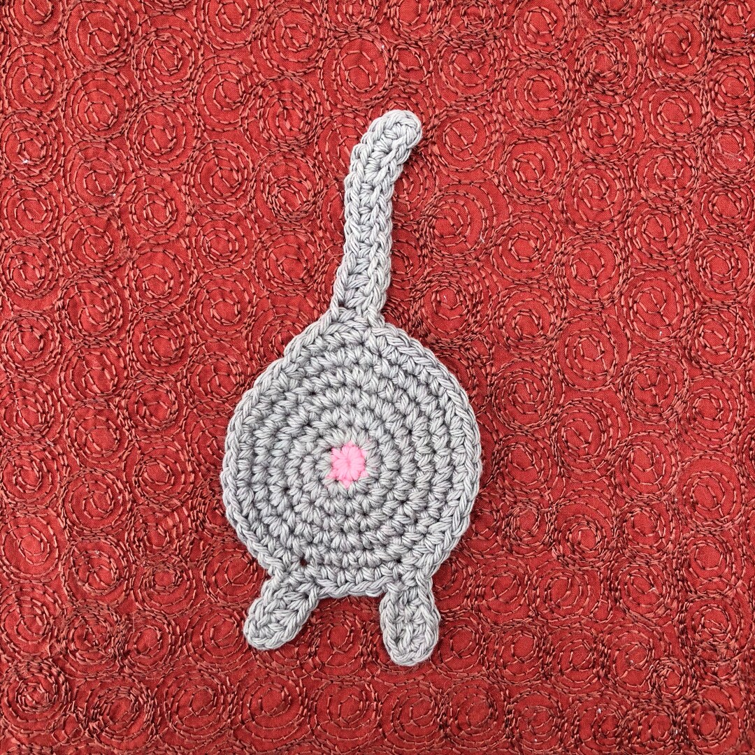 Crochet Cotton Dark Gray Cat Butt Coaster Cat Lady Humor Kitty Clowder ...