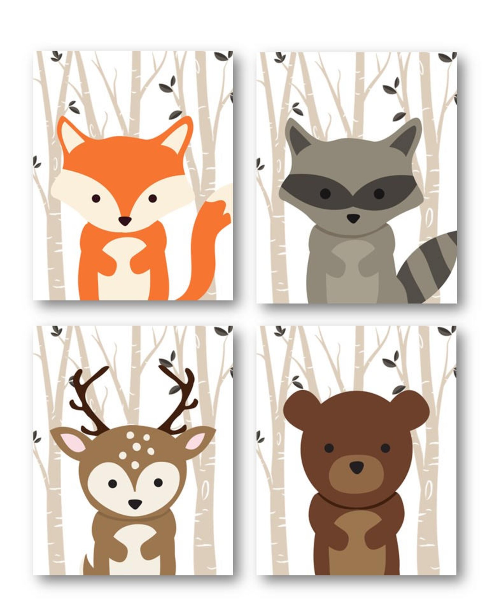 Forest Animal Prints Animal Nursery Art Woodland Nursery | Etsy